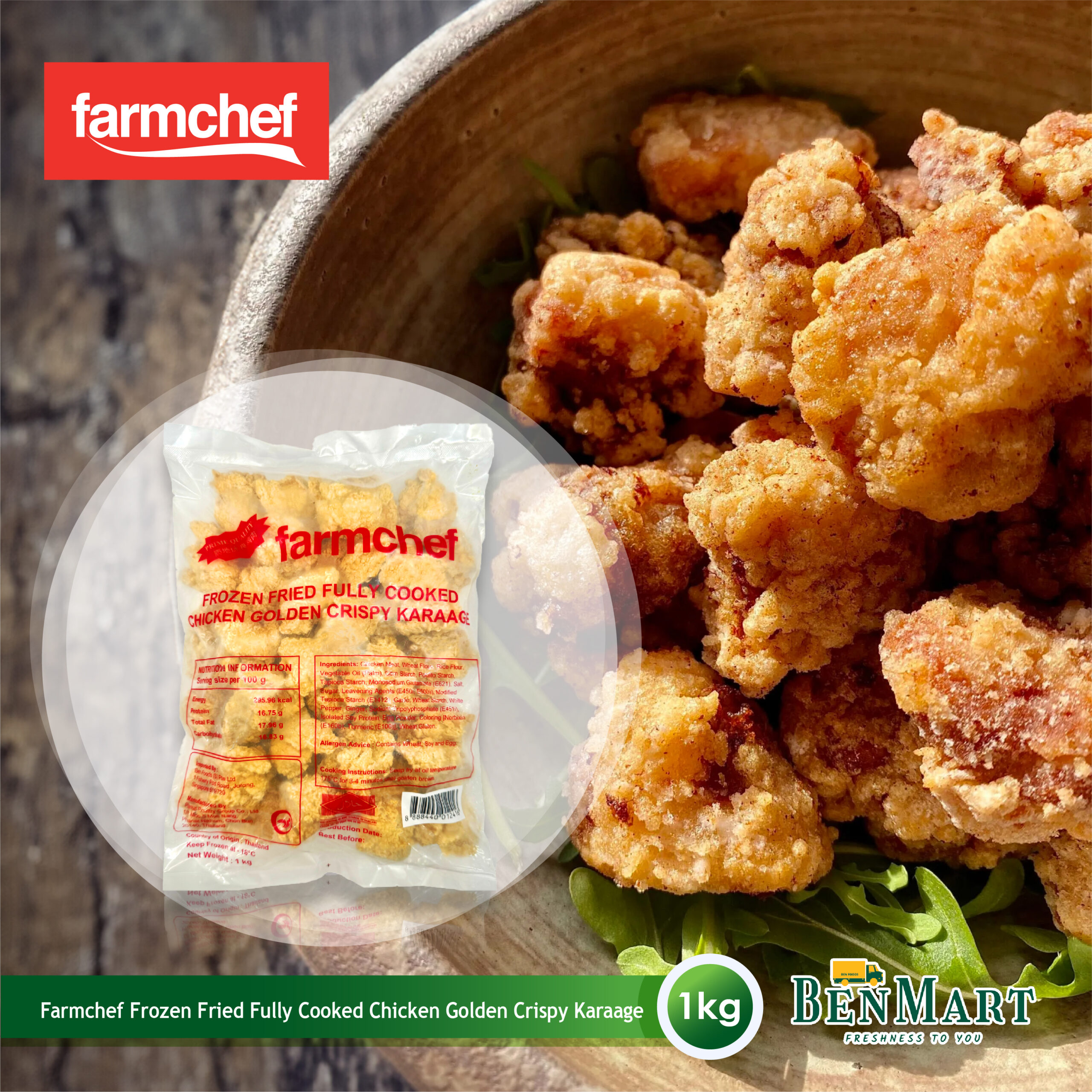 Farmchef Frozen Fried Fully Cooked Chicken Golden Crispy Karaage 1KG ...